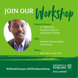 Workshop – Statistics & Data Analysis for Research – UNIVERSITY OF ...
